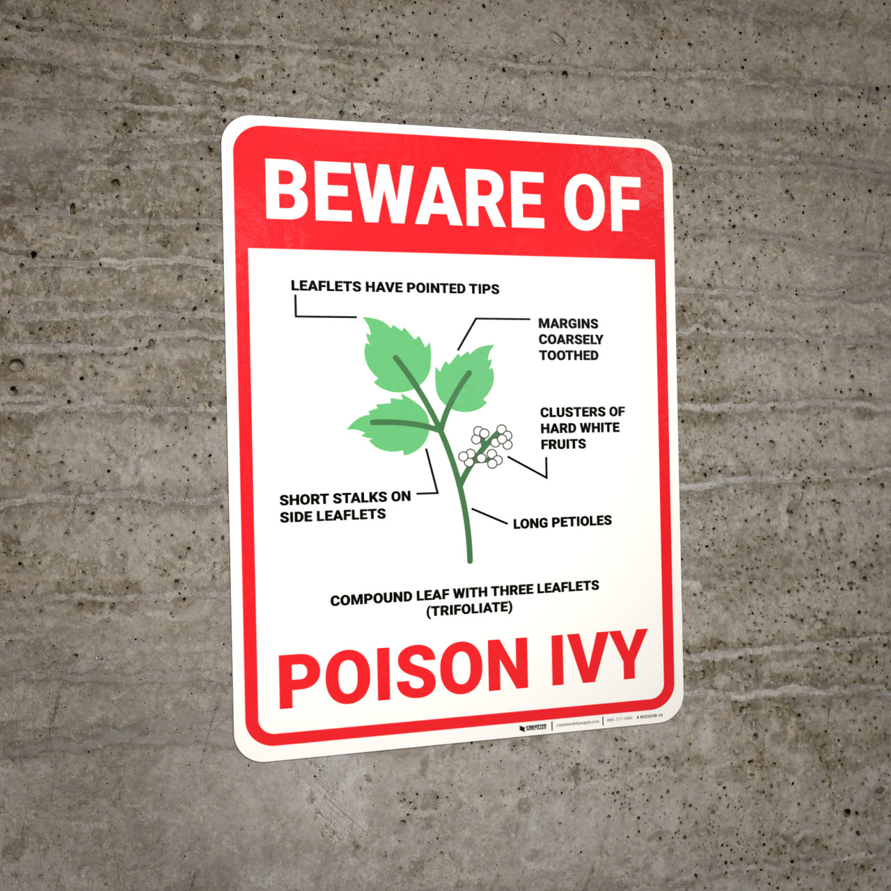 Beware Of Poison Ivy with Icon Portrait - Wall Sign | Creative Safety ...