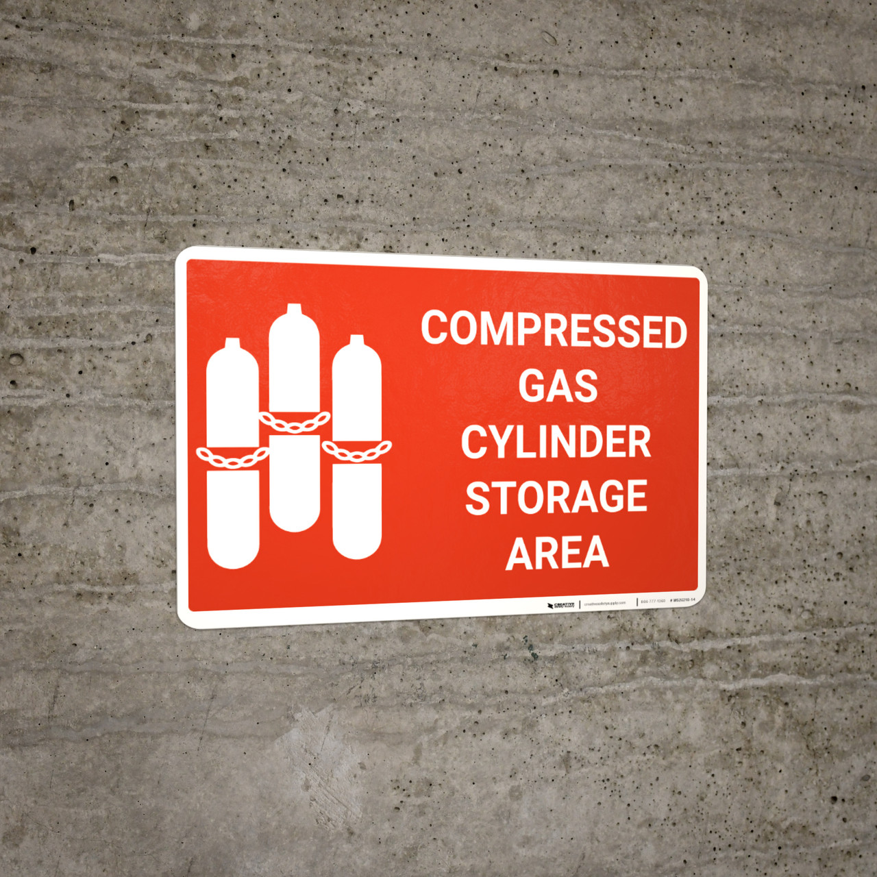 Compressed Gas Cylinder Storage Area with Icon Landscape - Wall Sign