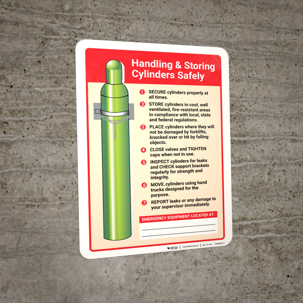 Handling and Storing Cylinders Safely with Icon Portrait - Wall Sign