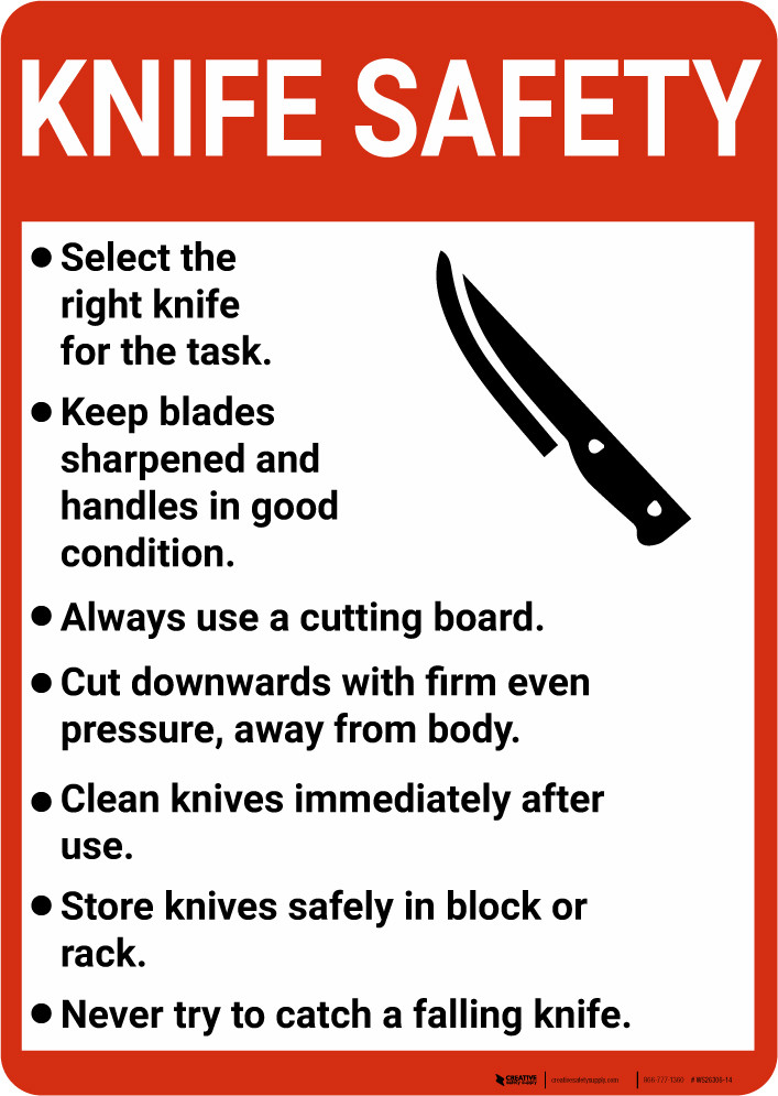 Knife Safety Guidelines With Icon Portrait Wall Sign Creative Knife Safety Guidelines With Icon Portrait Wall Sign Creative