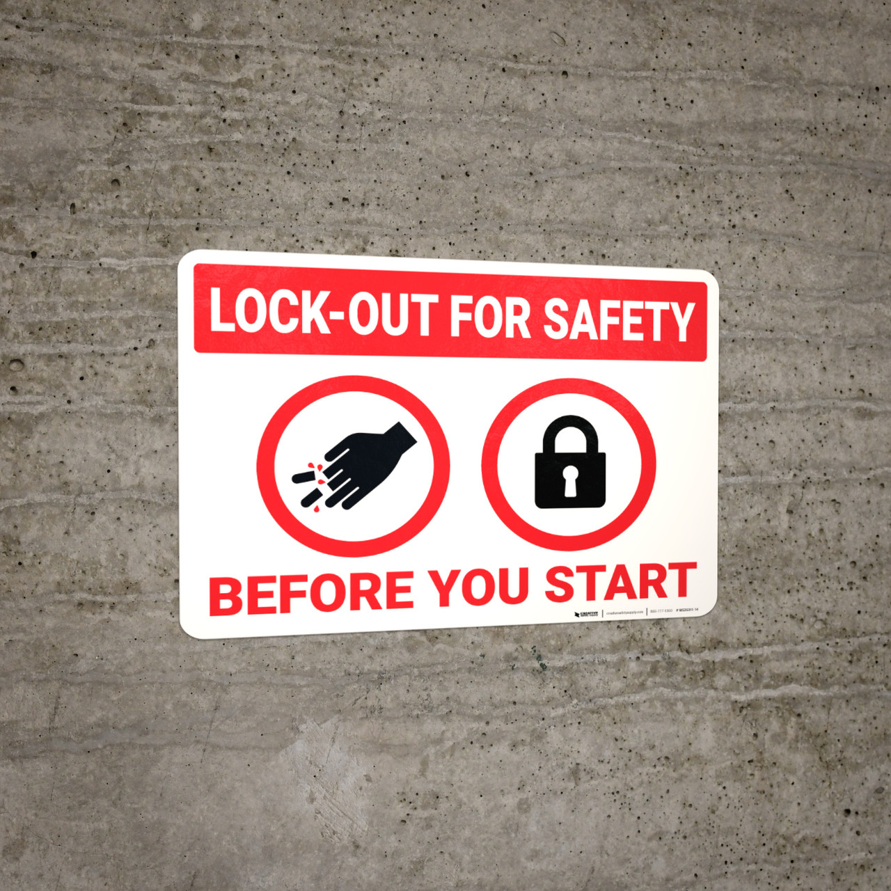 Lock Out For Safety Before You Start with Icons Landscape - Wall Sign ...