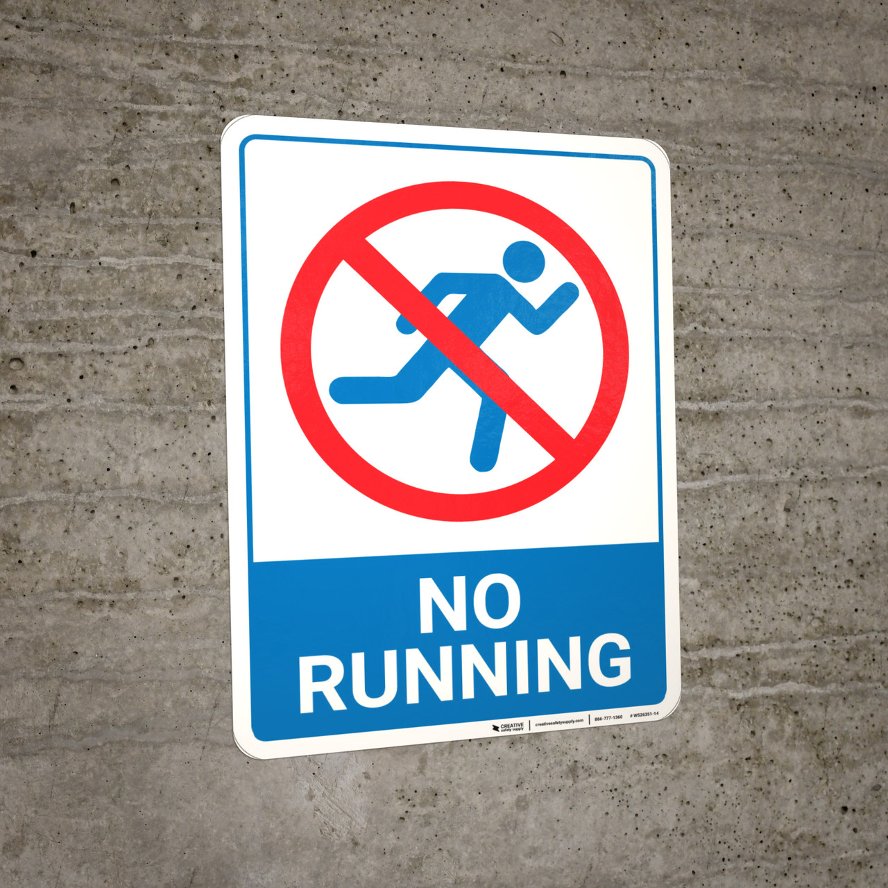 No Running Blue and White with Icon Portrait - Wall Sign | Creative ...