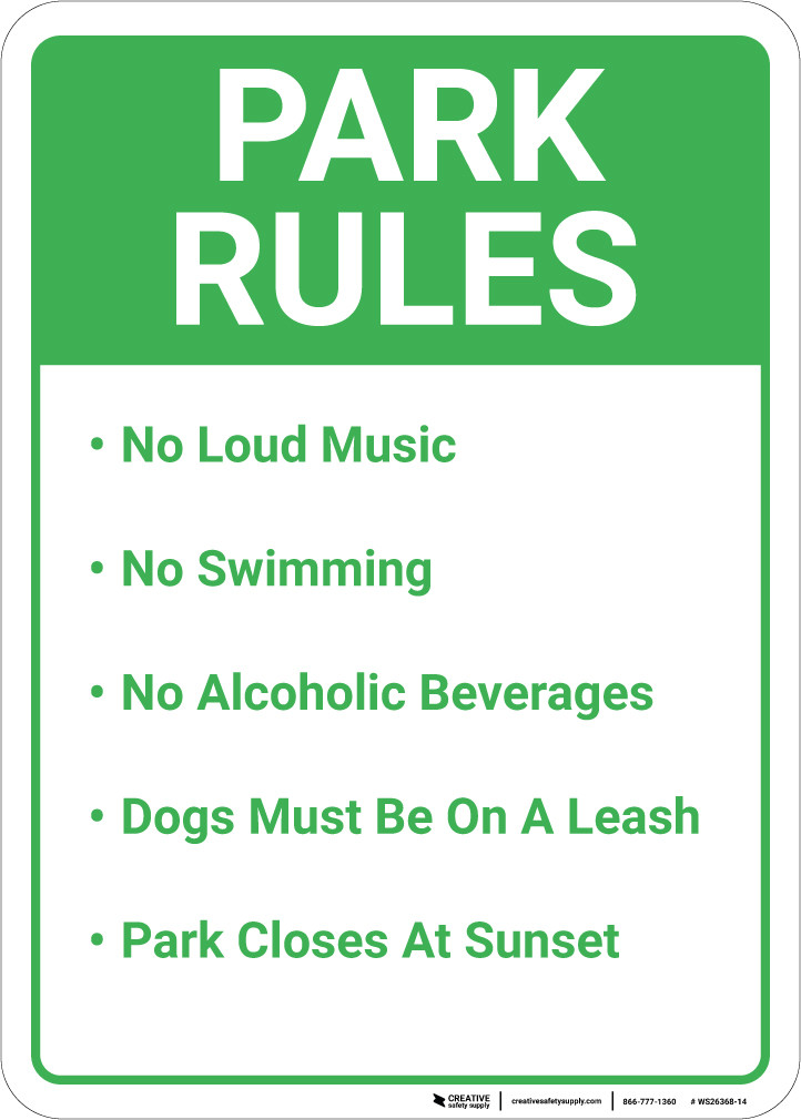 Park Rules Portrait - Wall Sign