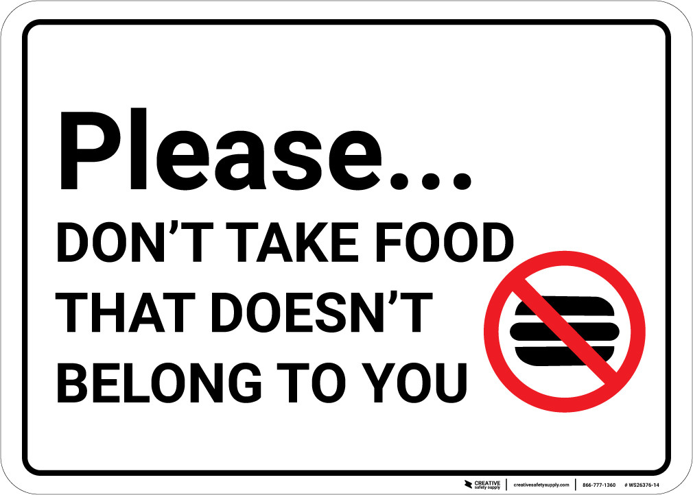 Please Don't Take Food with Icon Landscape - Wall Sign