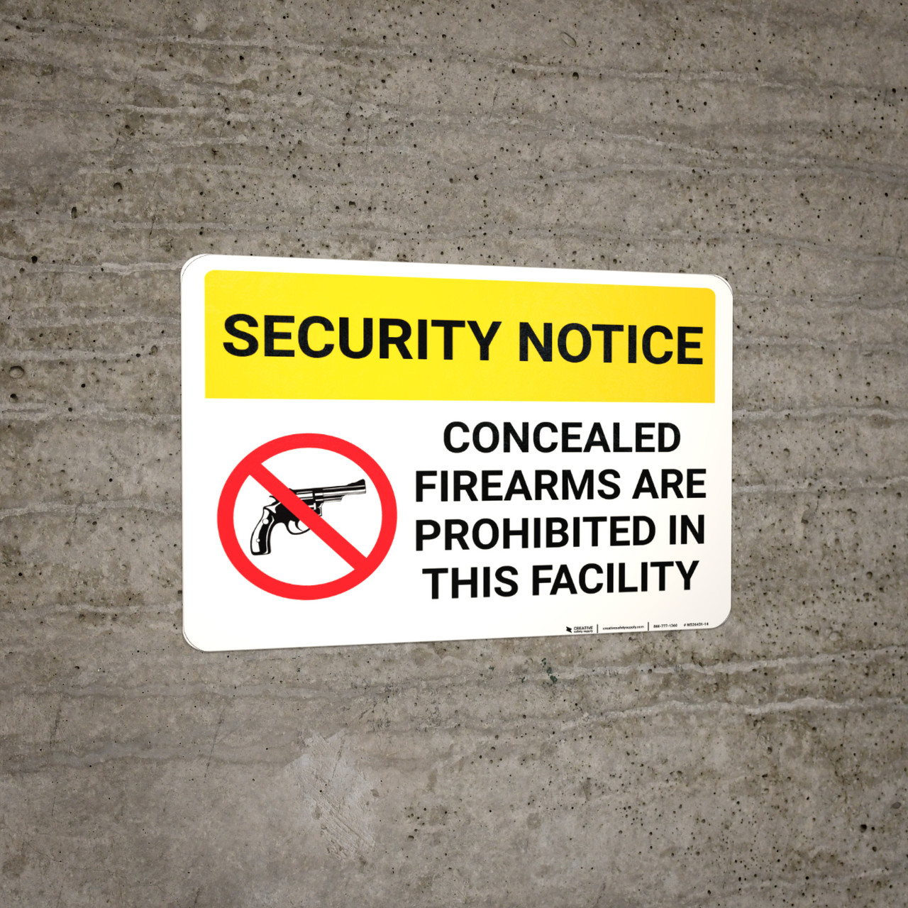 Security Notice Concealed Firearms Prohibited In Facility with Icon ...