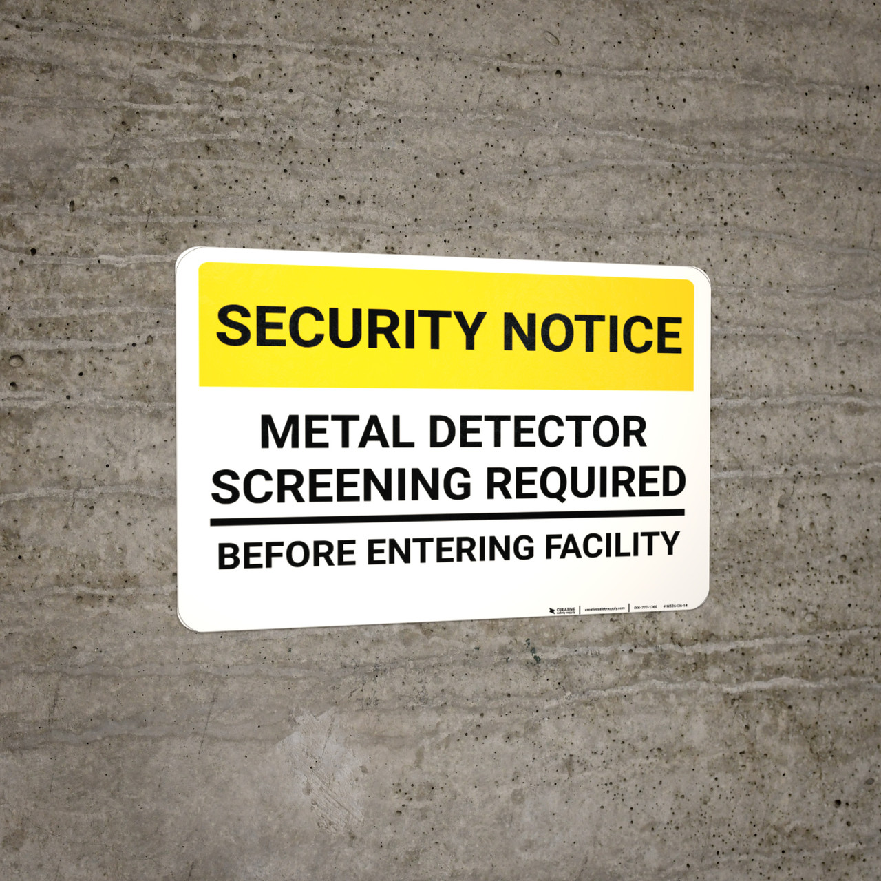 Security Notice Metal Detector Screening Required Landscape - Wall Sign ...