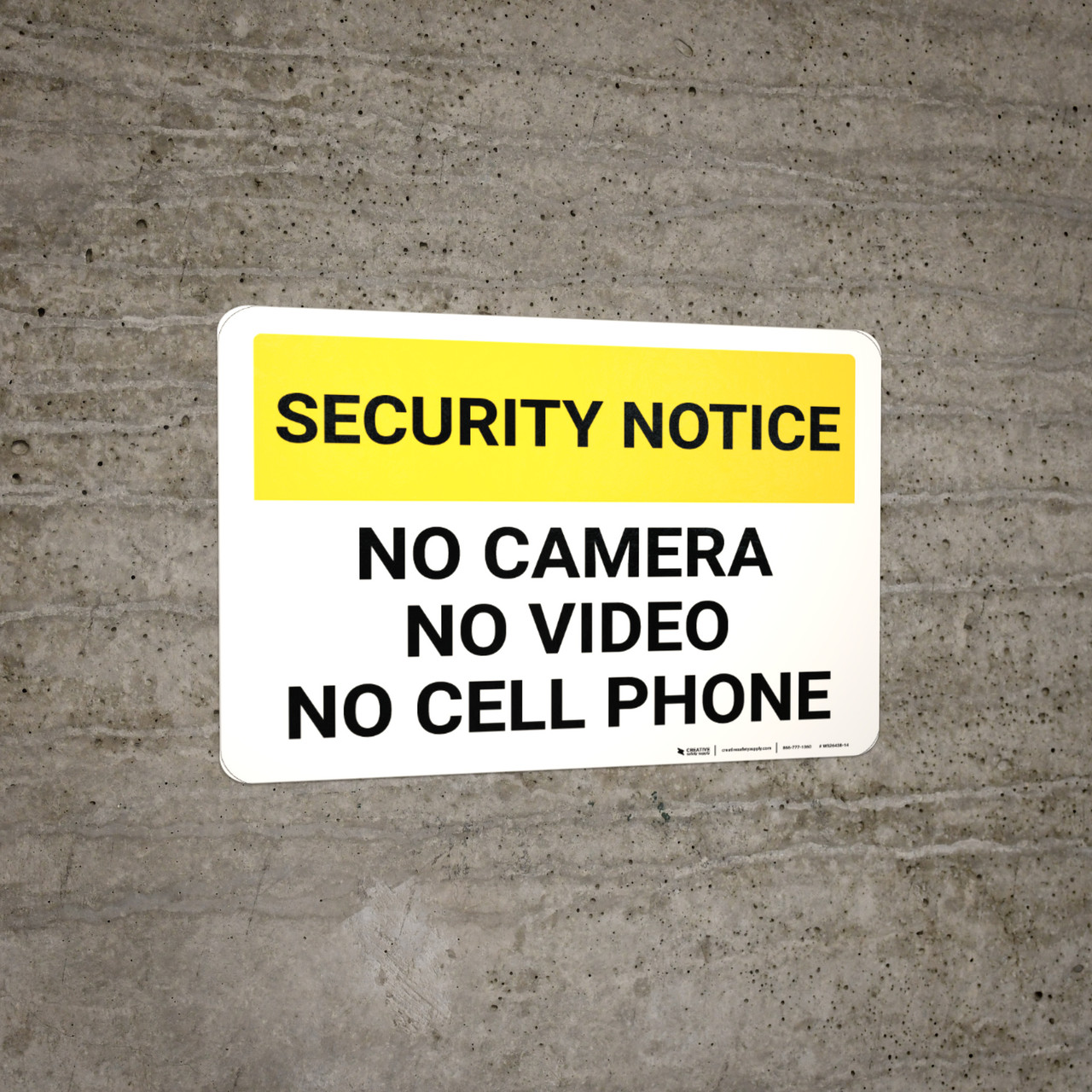 Security Notice No Camera No Video No Cell Phone Landscape - Wall Sign