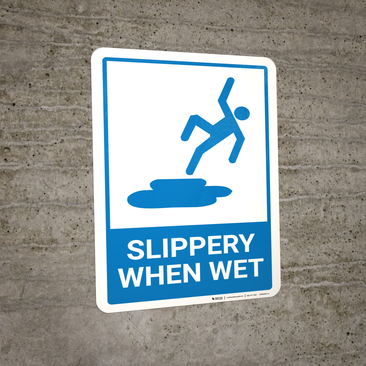 Slippery When Wet Blue and White with Icon Portrait - Wall Sign ...