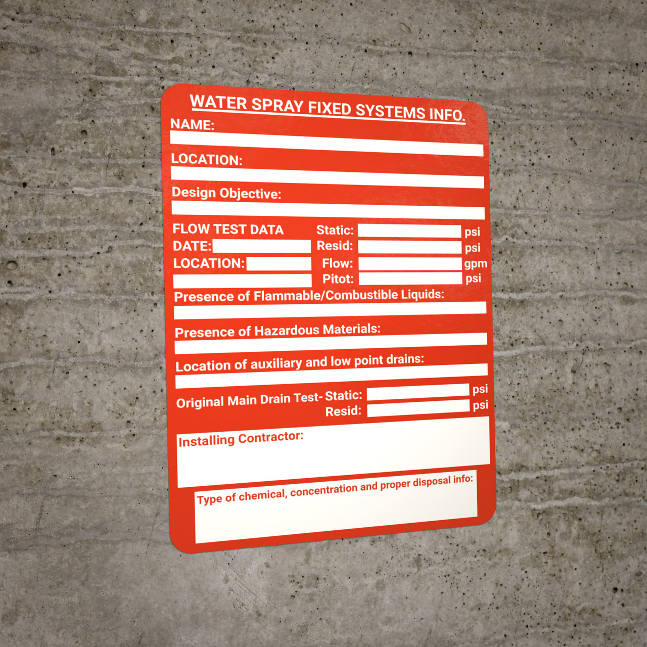 Water Spray Fixed Systems Info Portrait - Wall Sign | Creative Safety ...