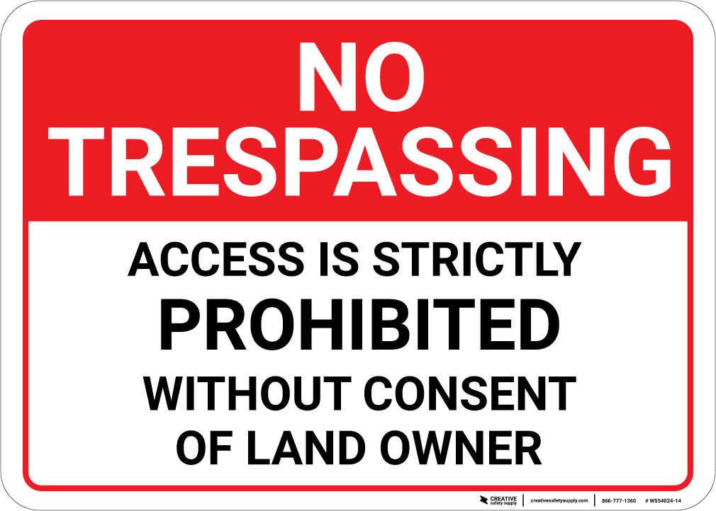 No Trespassing Access Is Strictly Prohibited Landscape - Wall Sign