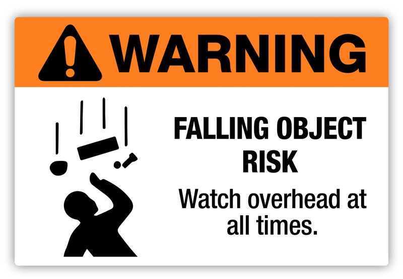 Warning - Falling Object Risk Label