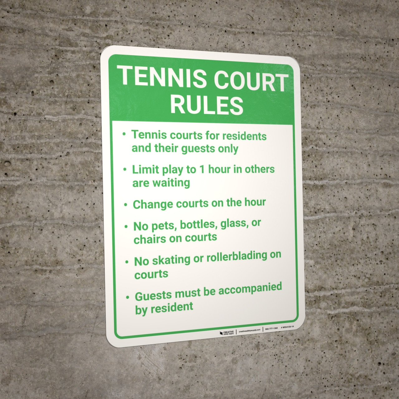 Tennis Court Rules: Six Rules Number Bulleted List Portrait - Wall Sign ...
