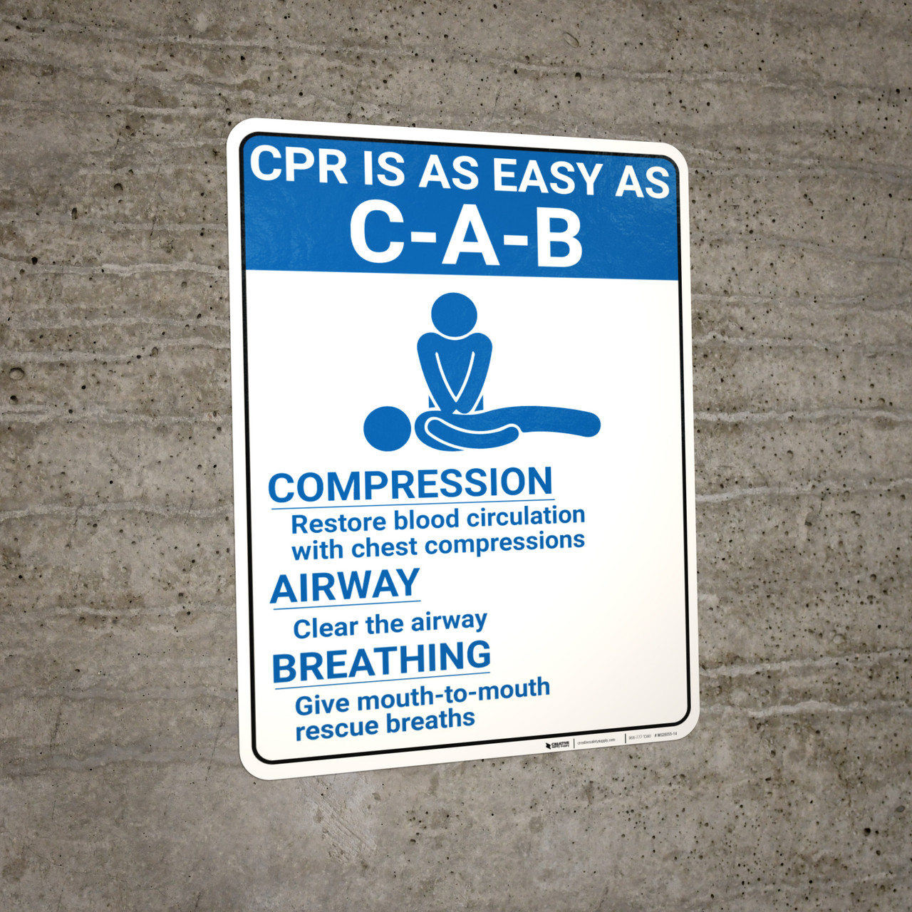 CPR Instructions with Icon Portrait - Wall Sign