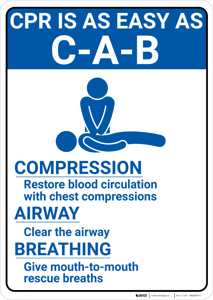 CPR Instructions with Icon Portrait - Wall Sign