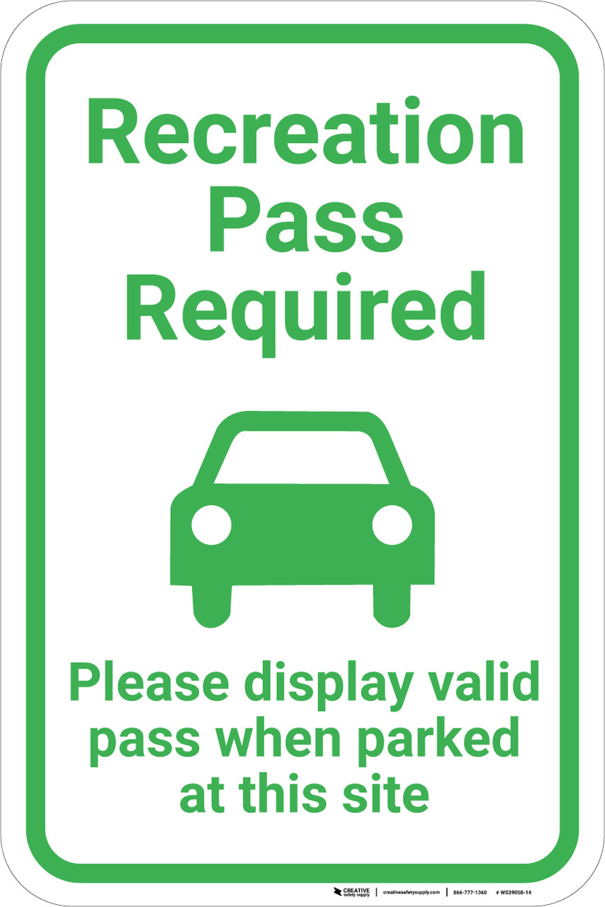 Recreation Pass Required with Icon Portrait - Wall Sign | Creative ...