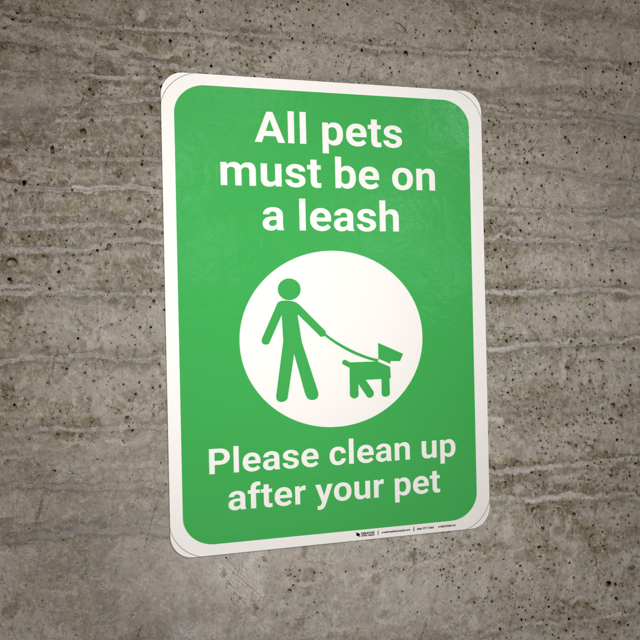 All Pets Must Be On A Leash with Icon Portrait - Wall Sign