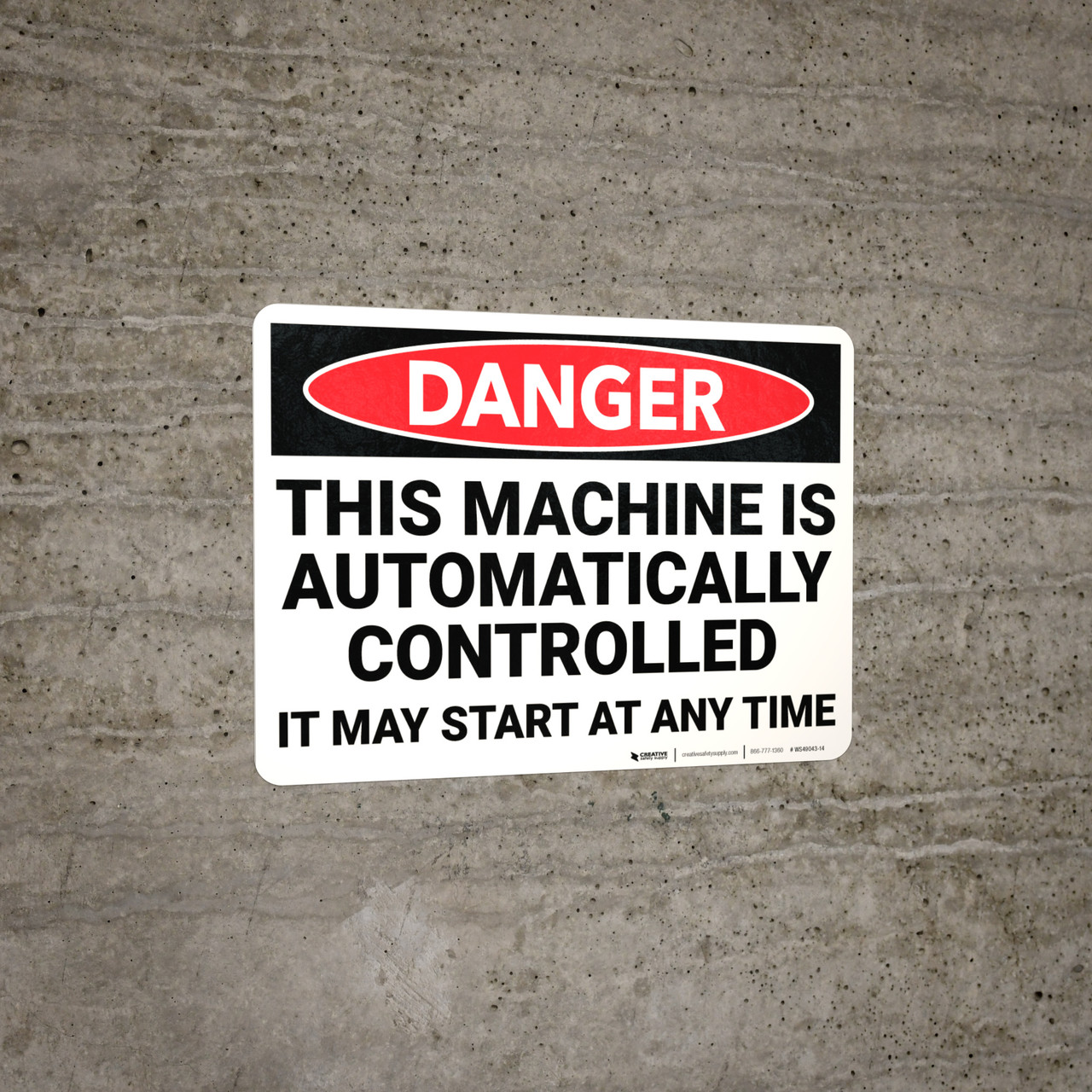 Danger: Machine Automatically Controlled Landscape - Wall Sign
