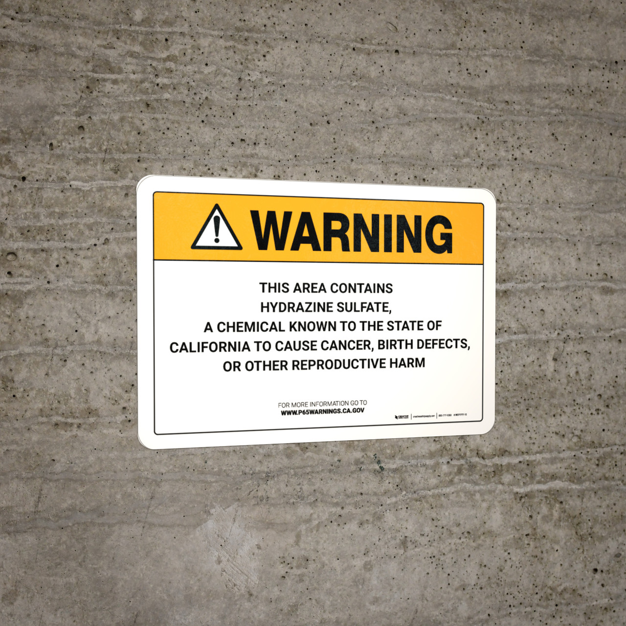Warning: Prop 65 Hydrazine Sulfate - Wall Sign