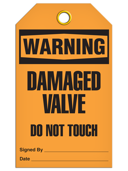 Warning Damage Valve Tags