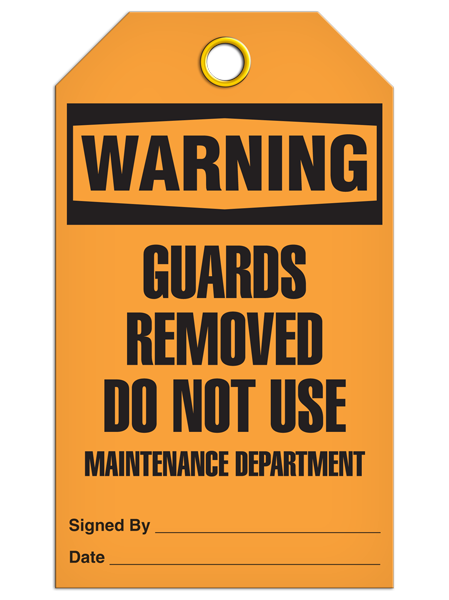 Warning Do Not Use Maintenance Department Tags