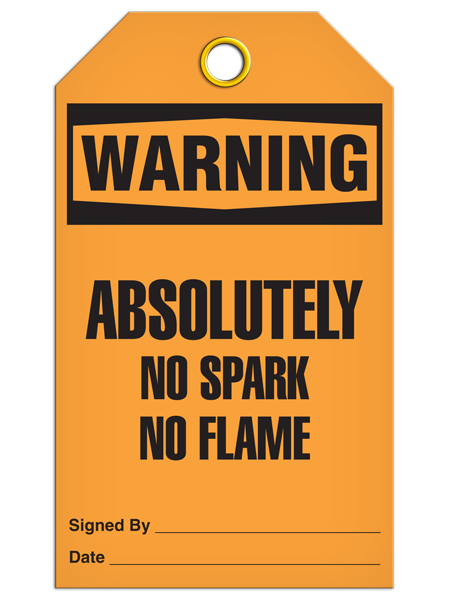 Warning No Spark Tags | Creative Safety Supply