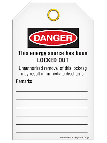 Lockout Breaker Off Tags