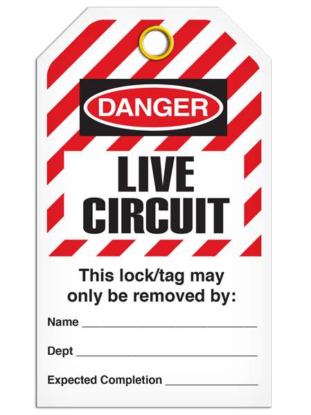 Lockout Live Circuit Striped Tags | Creative Safety Supply