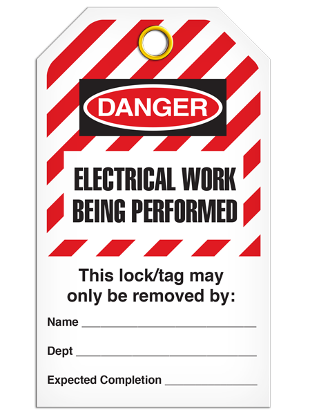 Lockout Electrical Work Striped Tags