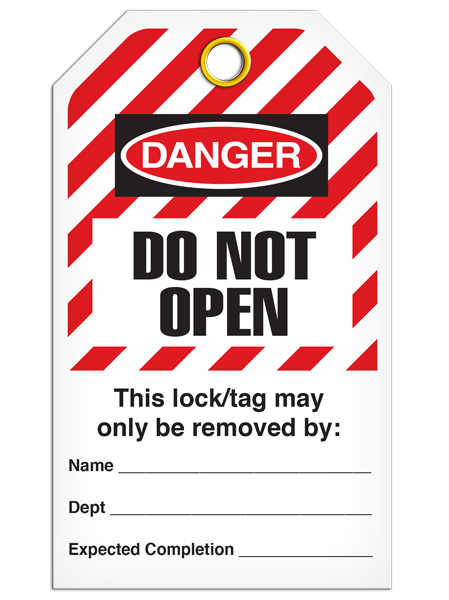 Lockout Do Not Open Striped Tags
