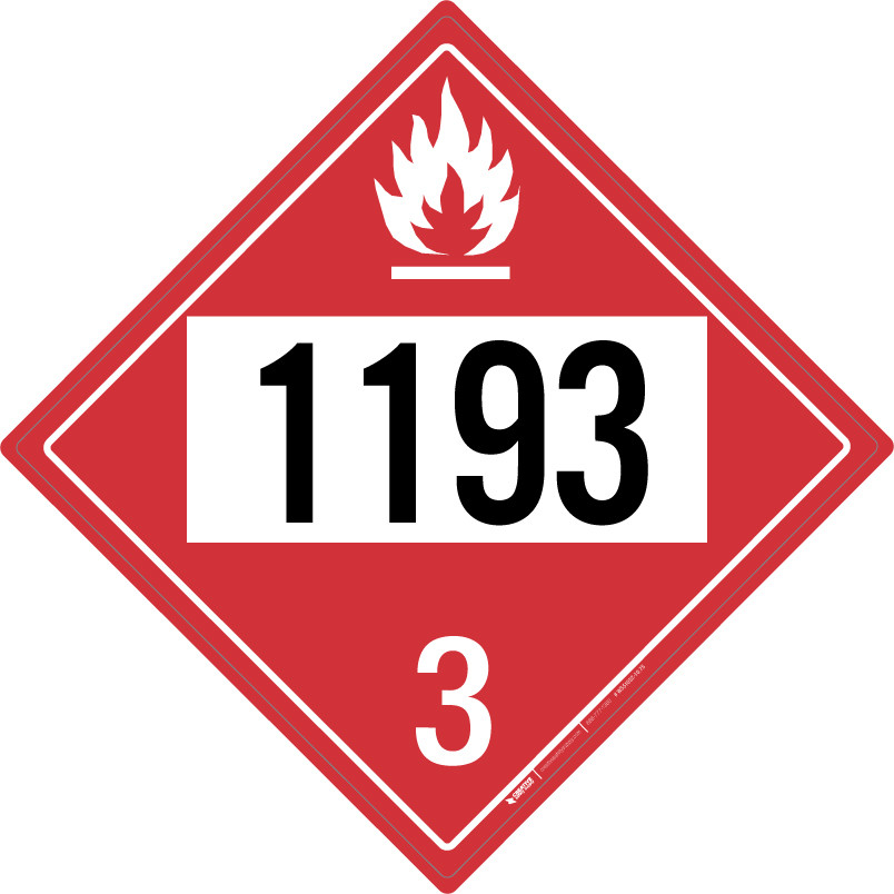 Flammable: Class 3 - UN1193 - Placard Sign