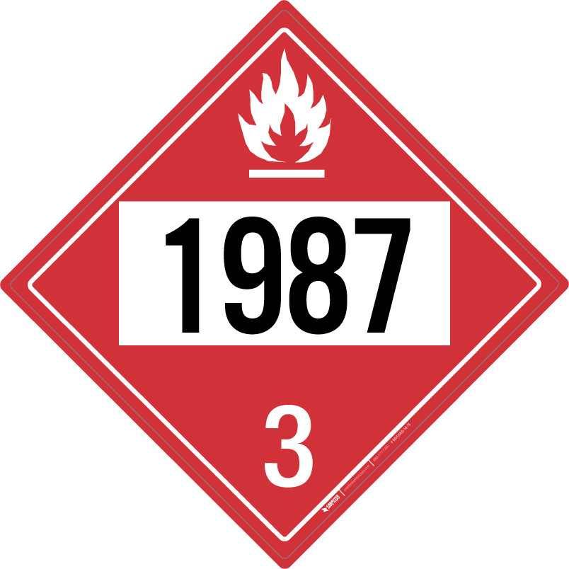Flammable: Class 3 - UN1987 - Placard Sign | Creative Safety Supply