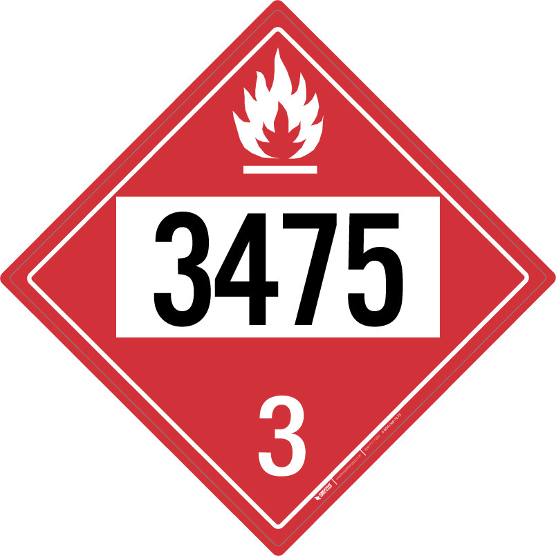 Flammable: Class 3 - UN3475 - Placard Sign
