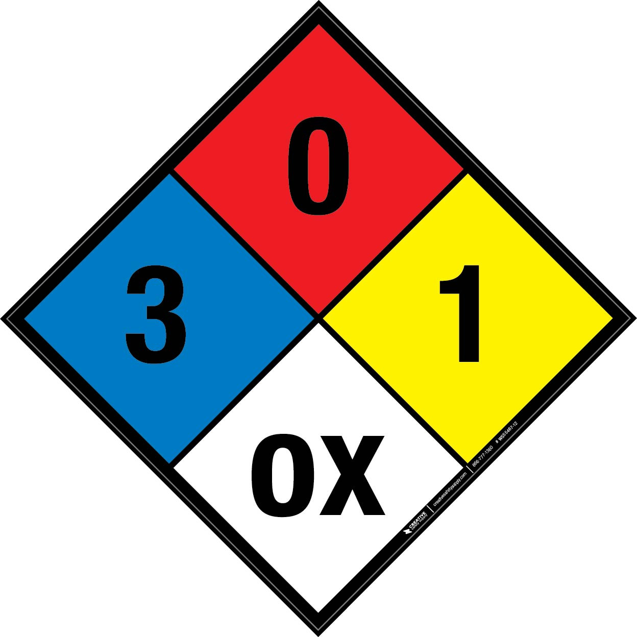 NFPA 704: 3-0-1 OX - Wall Sign | Creative Safety Supply