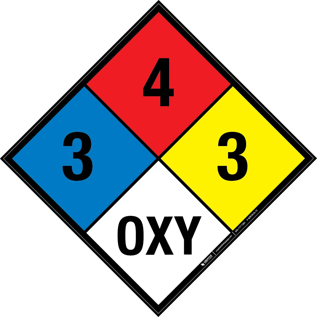 NFPA Diamond 704: 3-4-3 OXY - Wall Sign | Creative Safety Supply