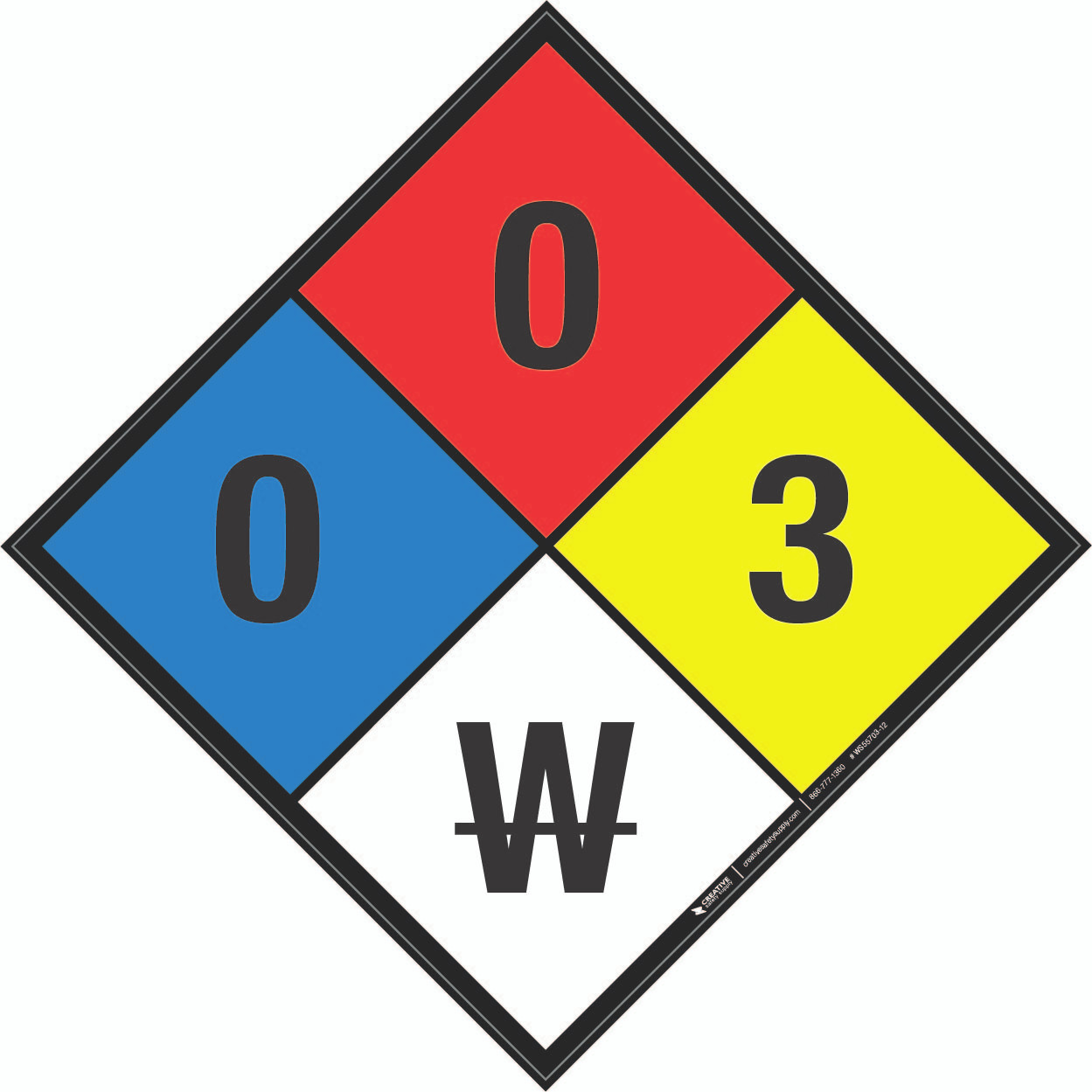 NFPA Diamond 704: 0-0-3 W - Wall Sign | Creative Safety Supply