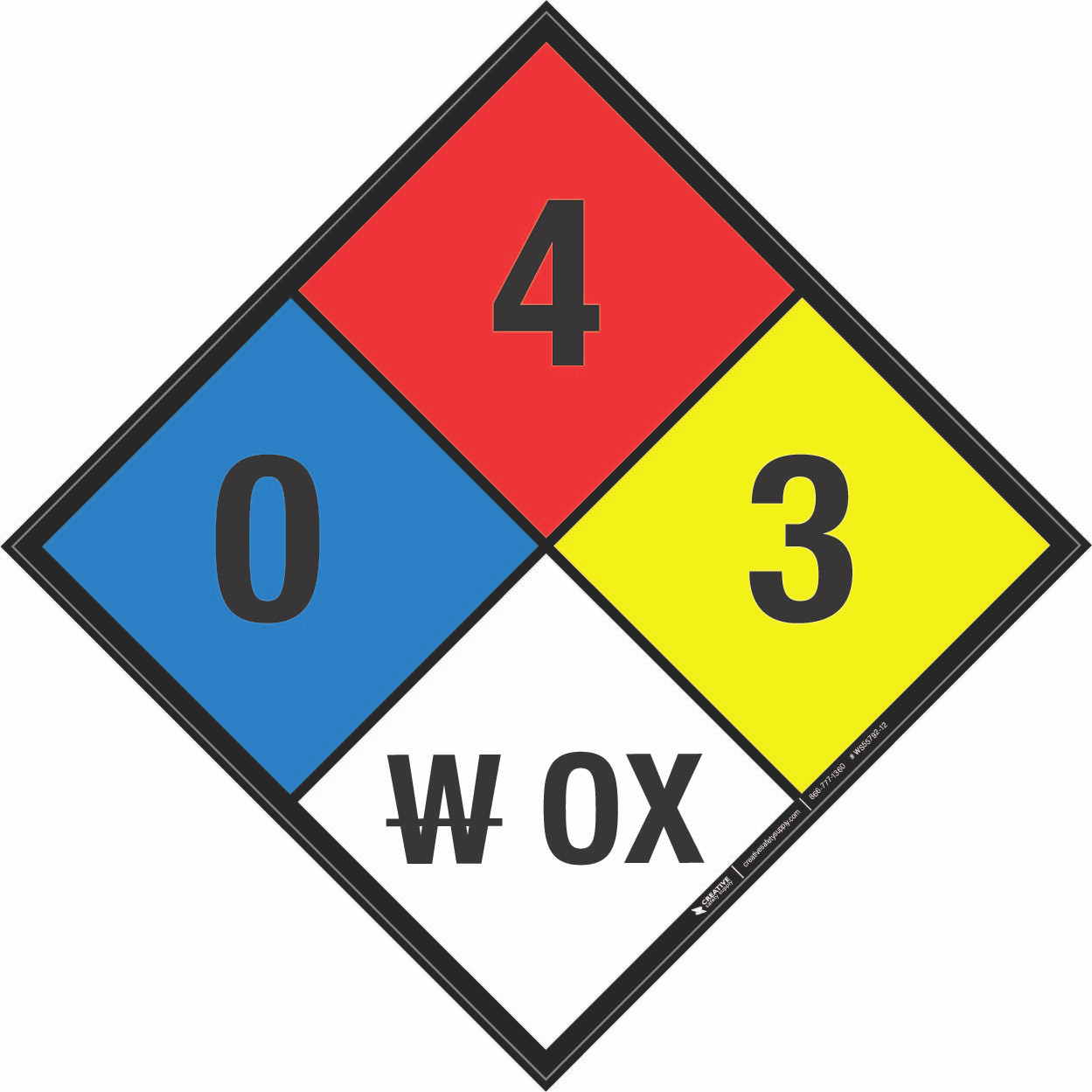 NFPA Diamond 704: 0-4-3 W OX - Wall Sign | Creative Safety Supply