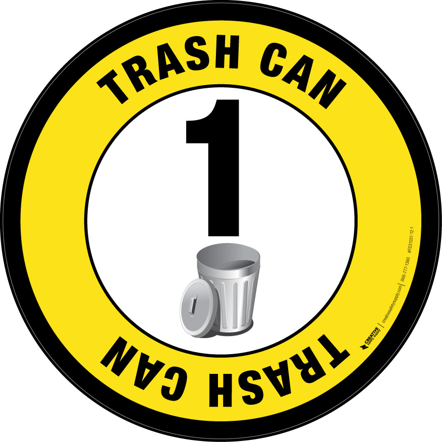 Floor Sign - Trash Can (with numbering)