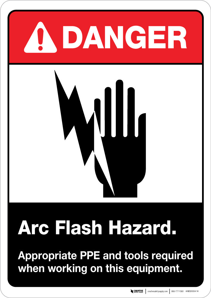 Danger Arc Flash Hazard PPE Required Wall Sign