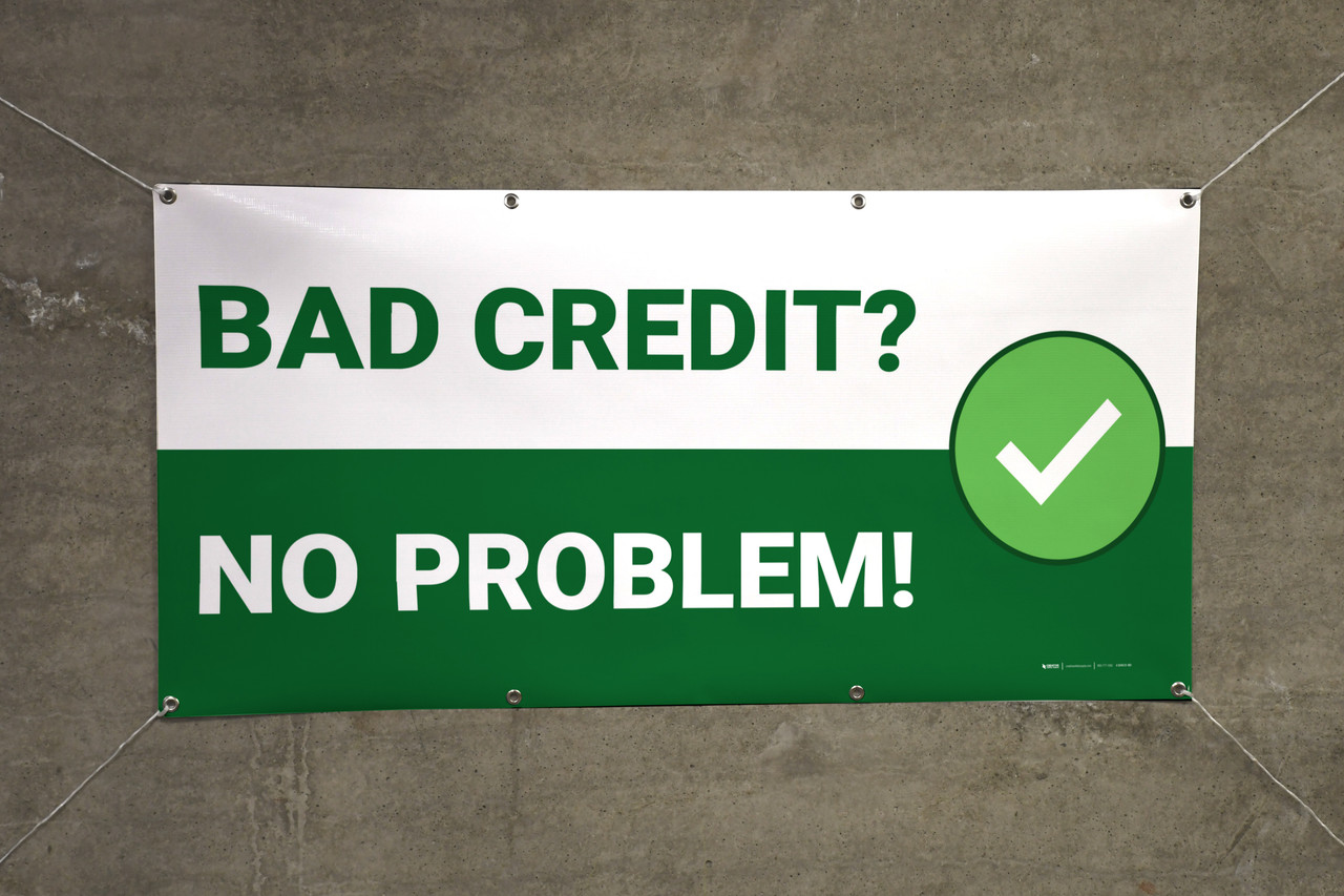 Bad Credit No Problem White/Green Banner | Creative Safety Supply