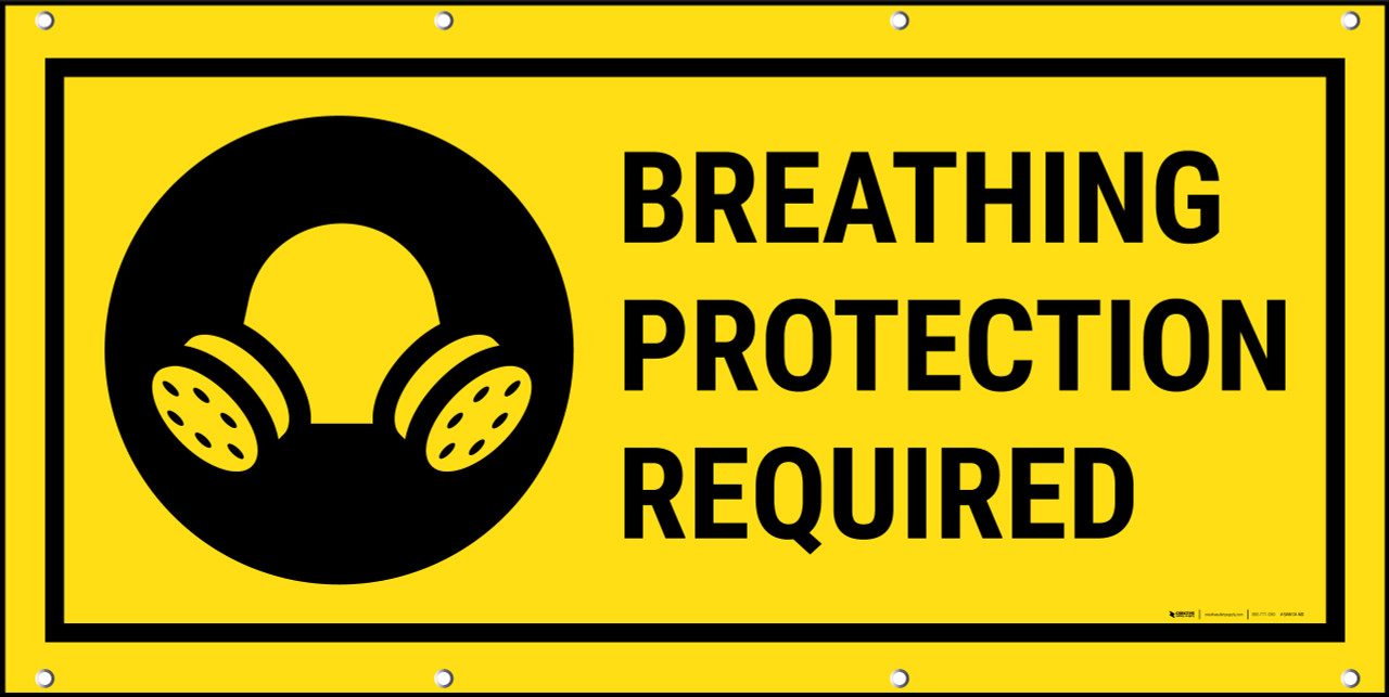 Breathing Protection Required Icon On Black Circle Banner