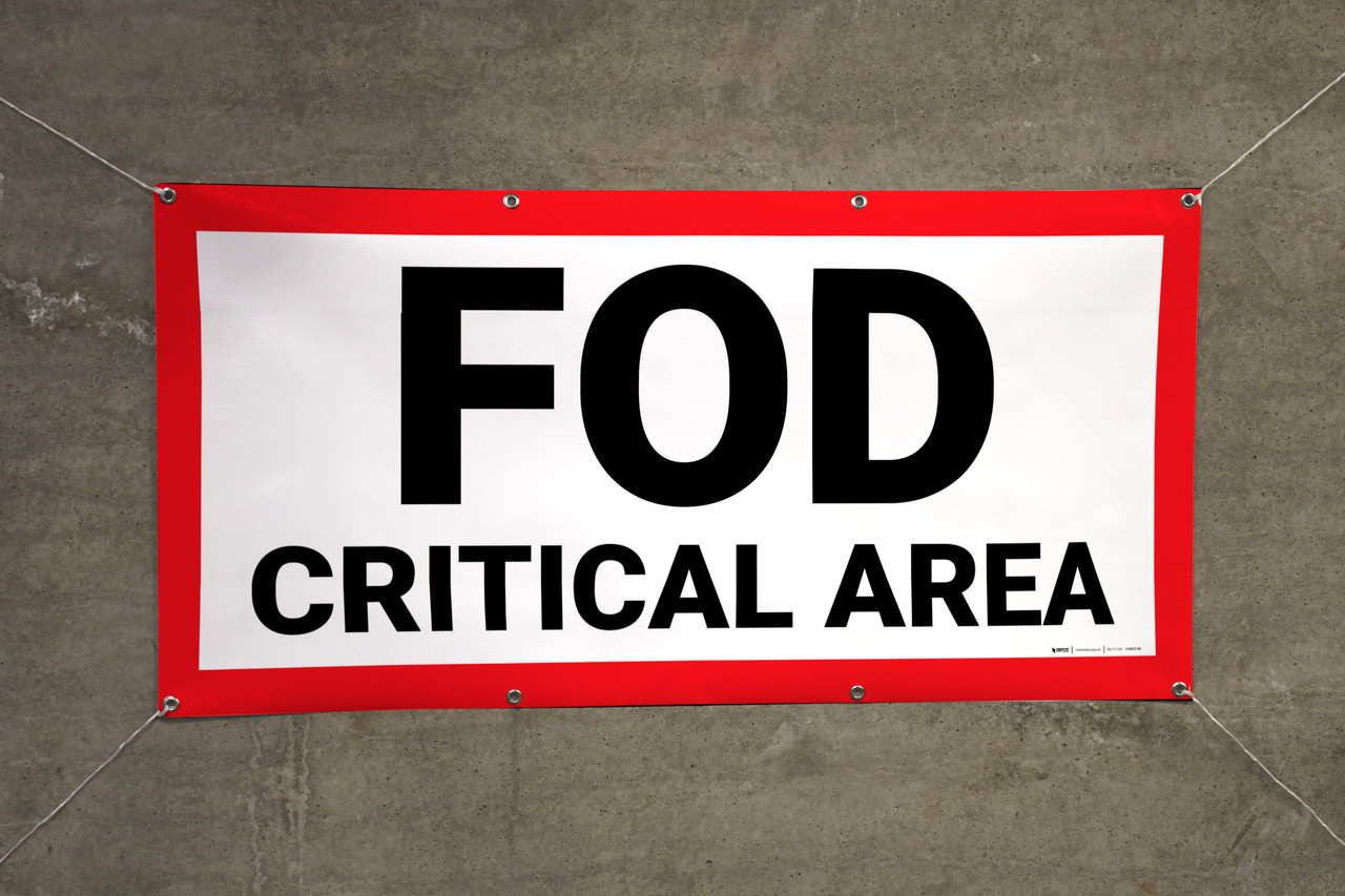 FOD Critical Area Black Text Banner | Creative Safety Supply