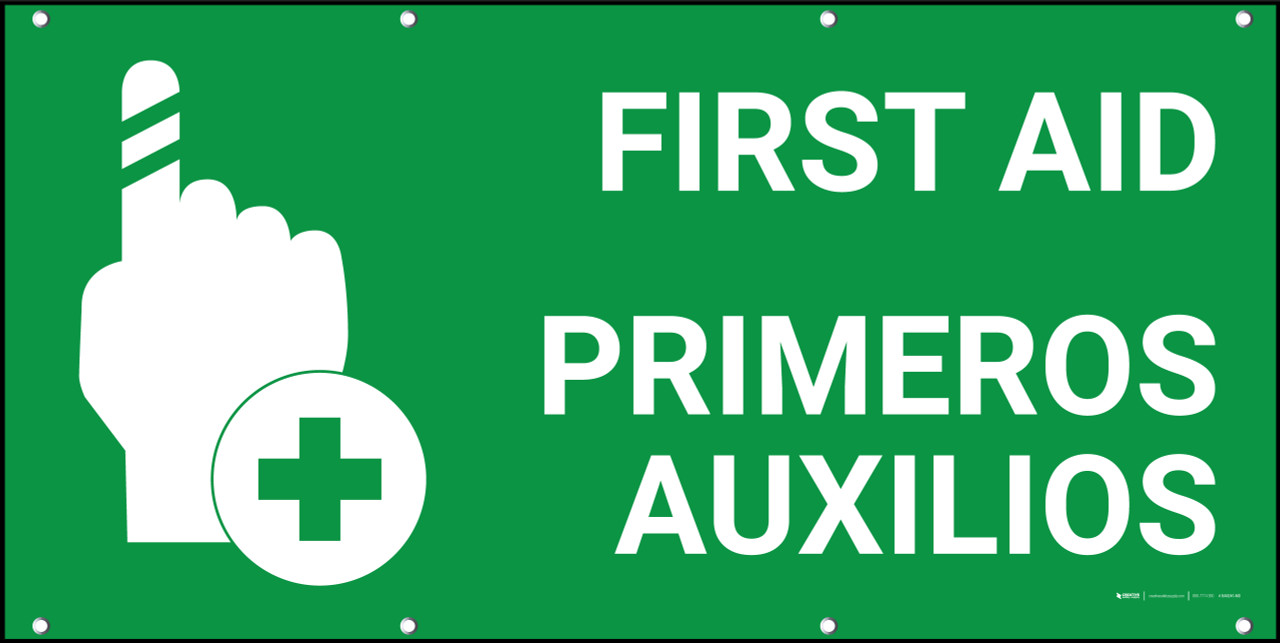 First Aid Bilingual Spanish Banner | Creative Safety Supply