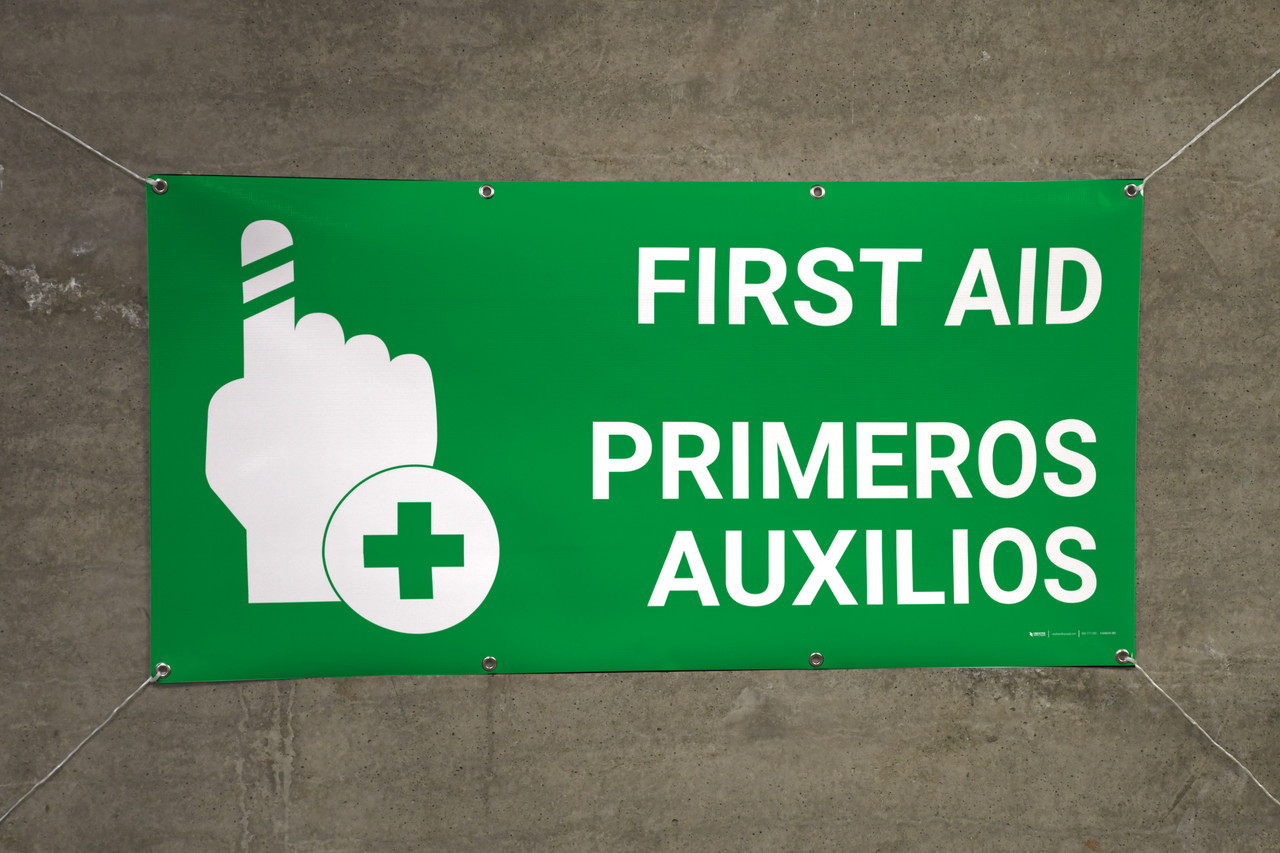 First Aid Bilingual Spanish Banner | Creative Safety Supply