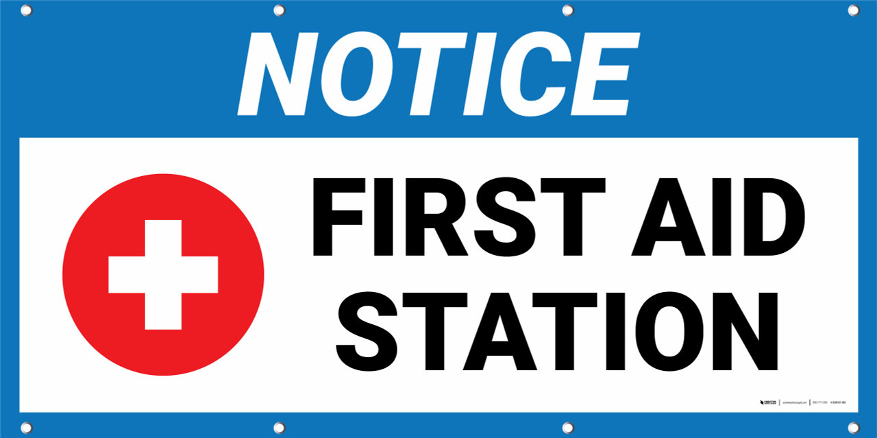 Notice First Aid Station with Icon Banner