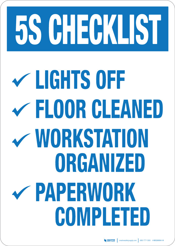 5S Checklist Wall Label