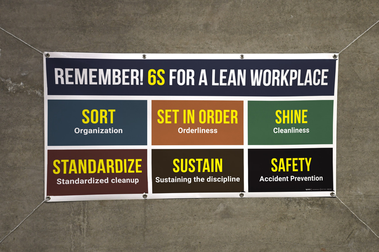 Remember 6S For A Lean Workplace Banner | Creative Safety Supply