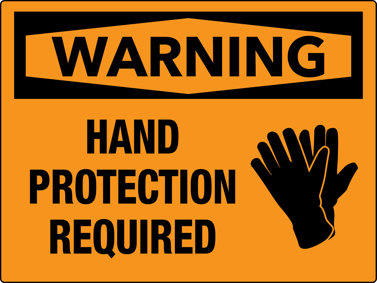 Warning Hand Protection Required Wall Sign