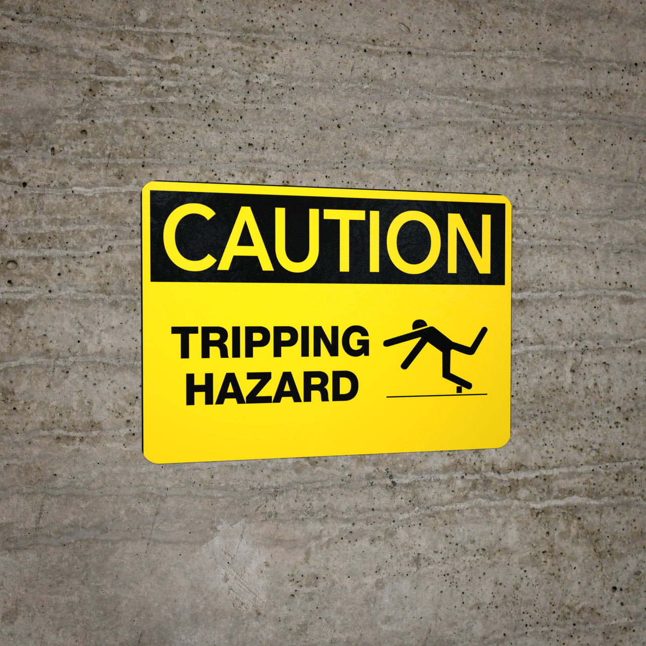 Caution Tripping Hazard Wall Sign - Yellow
