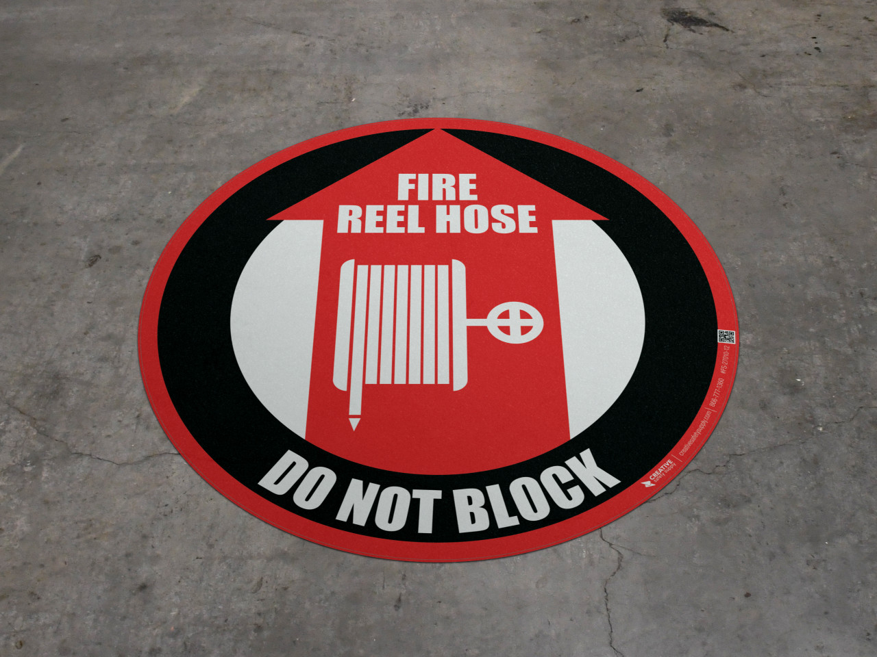 Fire Reel Hose Do Not Block (White) - Floor Sign