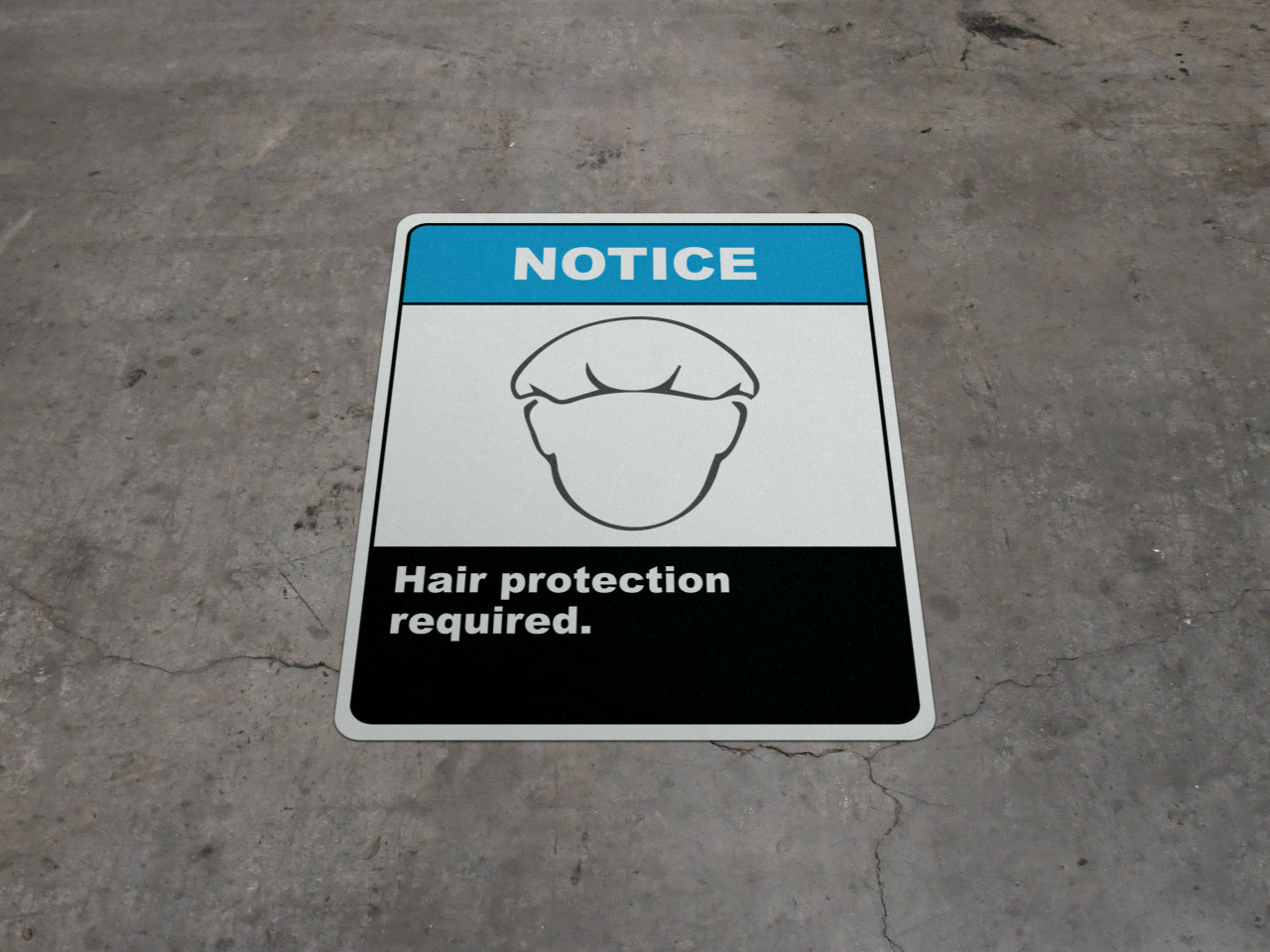 Notice Hair Protection Required - Floor Sign